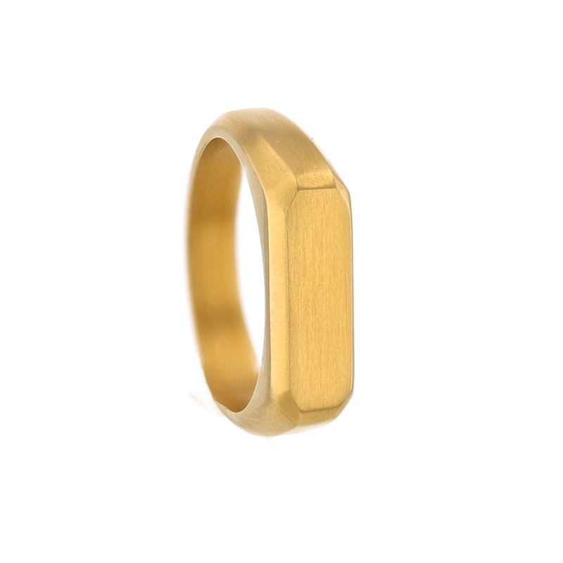 ORIOLE Brushed Gold Plated Titanium Signet Ring - 6mm – Universal Jewelry