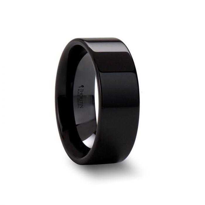 FRAENER Flat Polish Finished Black Ceramic Wedding Ring - 2mm - 12mm ...