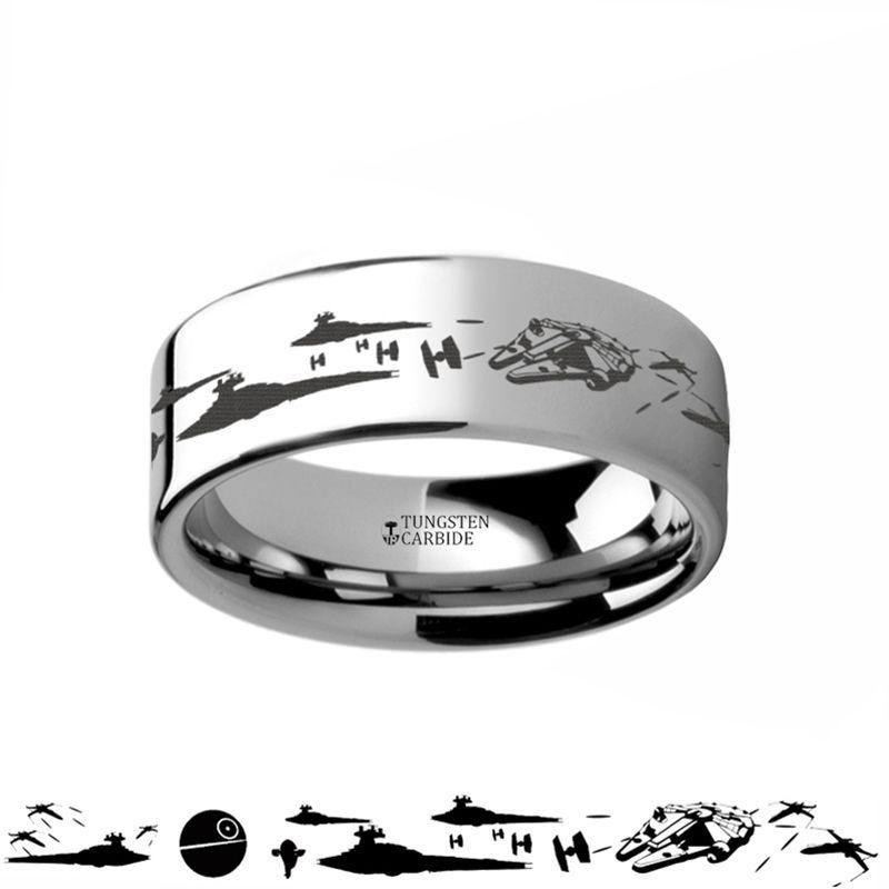 Star Wars A New Hope Death Star Space Battle Tungsten Ring Episode IV ...