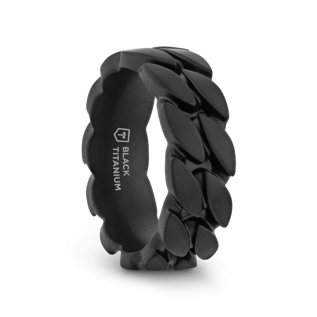 SENTRY Black Zirconium Ring with Chain-Link Pattern - 8mm – Universal ...