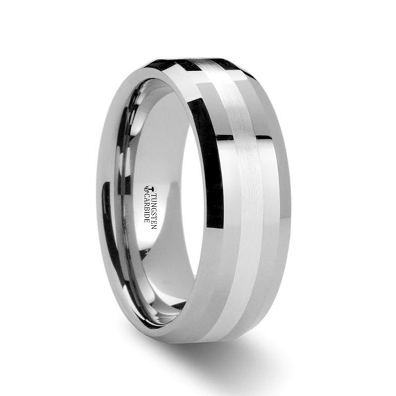 BENEDICT Palladium Inlaid Beveled Tungsten Ring - 6mm & 8mm – Universal ...